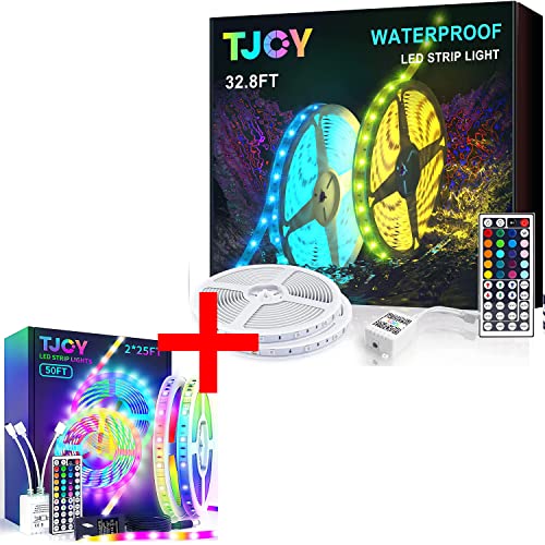 TJOY 32.8ft Waterproof Light Strips+50 ft LED Strip Lights with 44 Key Remote
