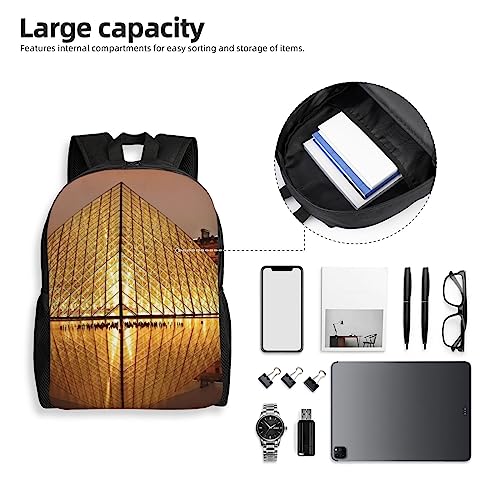 QQLADY Louvre Museum in Paris Travel Backpack for Women Men Carry On Backpack Waterproof 15.6inch Laptop Backpack Hiking Casual Bag Backpack