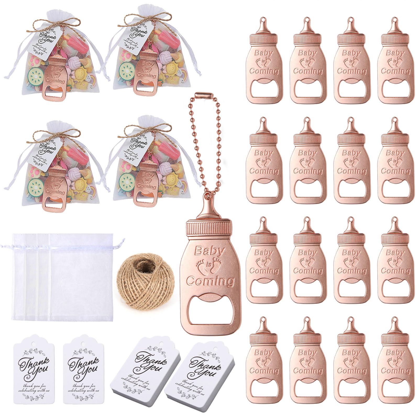 XHIPY 50 sets Baby Shower Favors Bottle Opener, Baby Shower Party Favors Opener, Baby Shower Favors for Guests, Baby Shower Return Gifts for Guest, Baby Shower Party Favors for Girl/Boy (Rose Gold)