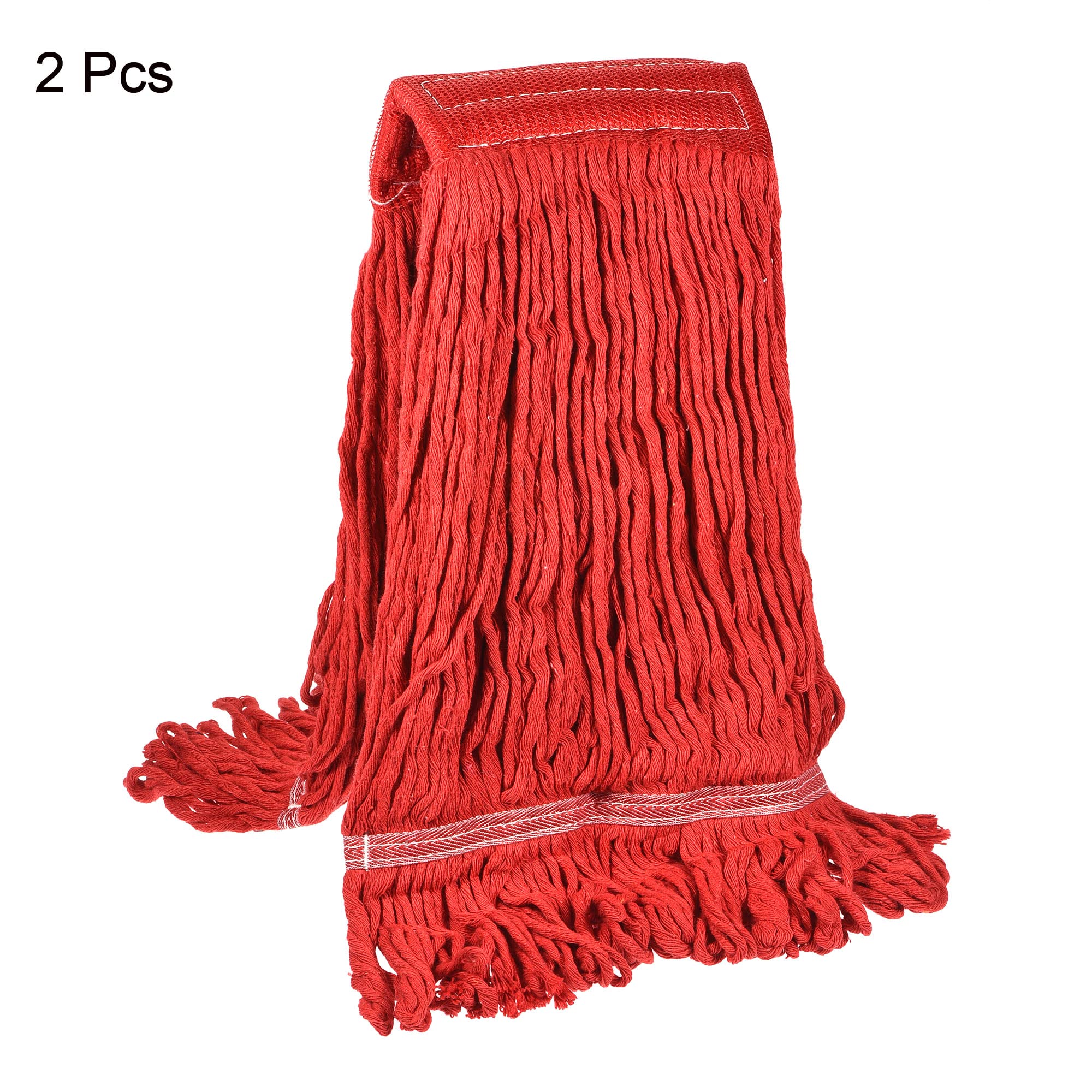 MECCANIXITY Commercial Mop Heads Replacement 40x27cm Cotton Yarn for Wet/Dry Mop Floor Cleaning Pads, Red Pack of 2