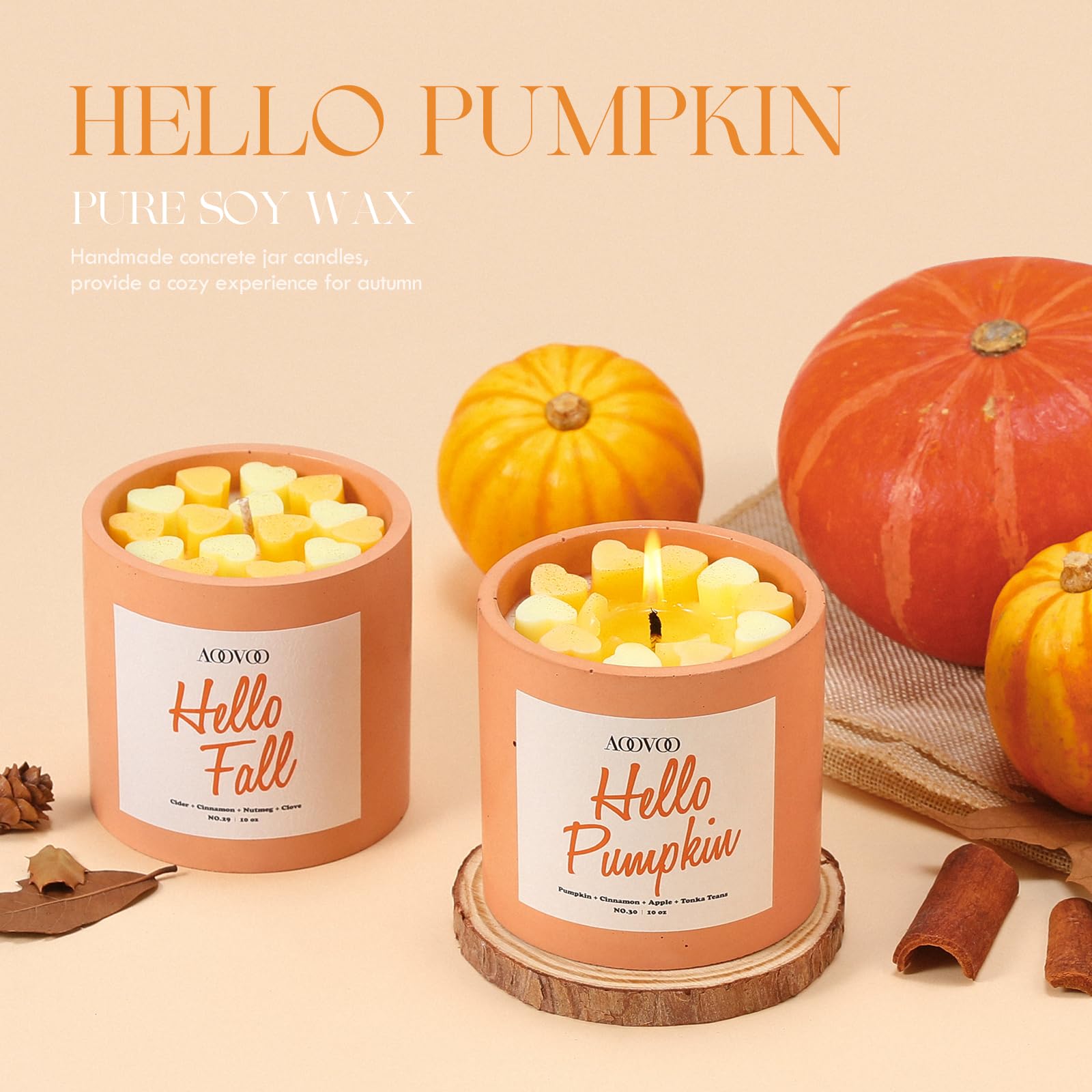 Pumpkin Spice Candle - Fall Candles, Thanksgiving Decorations, Scented Candles, Autumn Decor, Soy Candles for Home, 10 oz Seasonal Handmade Candle