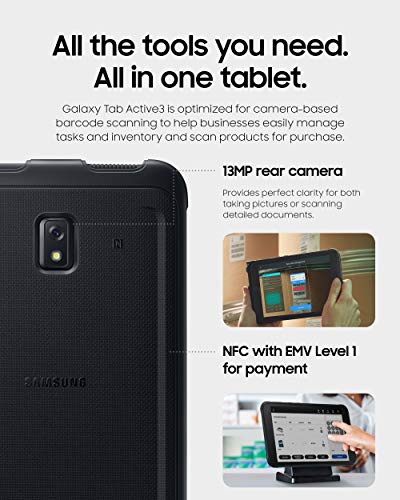 Samsung Galaxy Tab Active3 Enterprise Edition 8” Rugged Multi Purpose Tablet |64GB & WiFi & LTE (Unlocked) | Biometric Security (SM-T577UZKDN14), Black (Renewed)