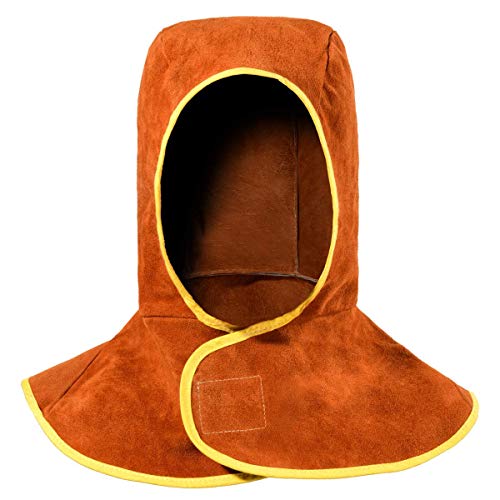 QeeLink Leather Welding Work Jacket with Hood Flame-Resistant Heavy Duty Split Cowhide Leather Welder Jackets with Hood for Men & Women, 4XL
