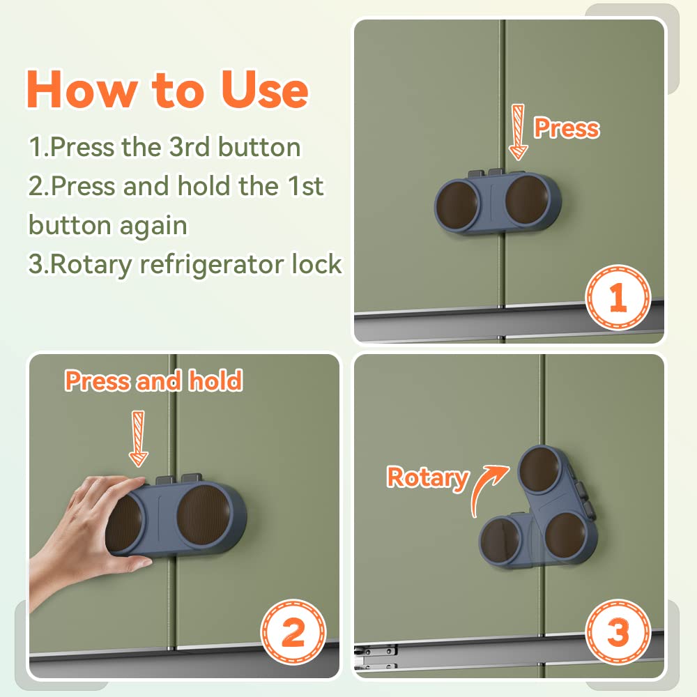 SAFELON 1 PC Baby Safety French Fridge Door Lock, Refrigerator Lock Cabinet Locks for Childproof. Quick Install and no Tools or Drill Needed (White)