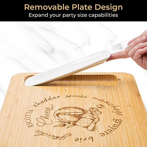 SMIRLY Charcuterie Boards & Accessories, Large Charcuterie Board Set, Bamboo Cheese Board Set, House Warming Gifts New Home (1 Drawer)