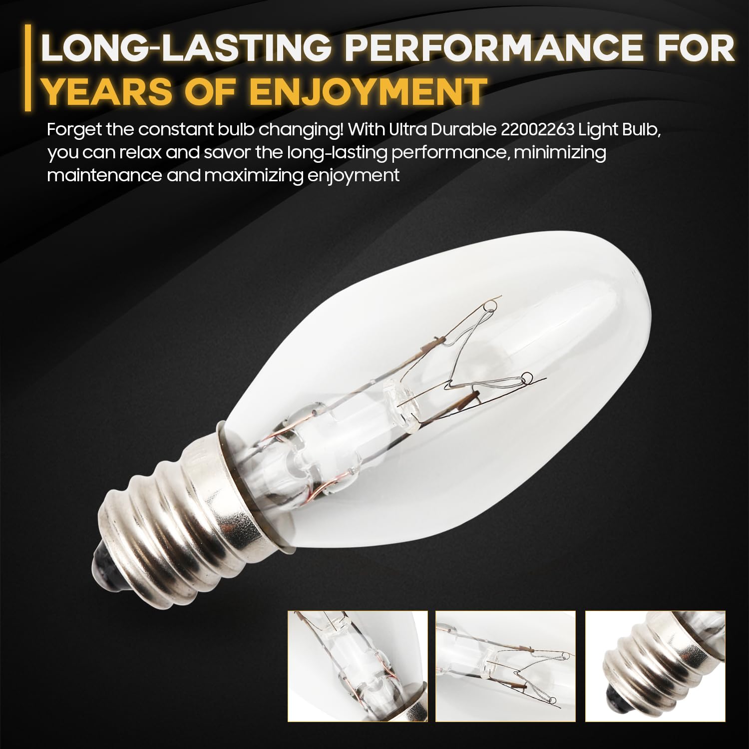 Seentech Ultra Durable 22002263 10W 120V Light Bulb - Perfect Replacement for Whirlpool, Kenmore, KitchenAid β Compatible with WP22002263, 3406124, 4344740, PS11739347, AP6006279 β Pack of 2