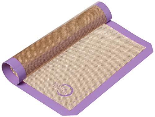 Mercer Culinary Silicone Bake Mat, Half Size, 11 7/8-Inch by 16 1/2-Inch, Purple border
