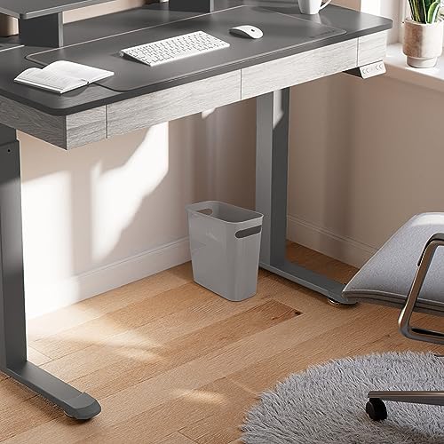 Vtopmart 4 Pack Plastic Small Trash Can, 1.5 Gallon/5.7 L Office Grey Bin with Built-in Handle, Slim Waste Basket for Bathroom, Bedroom, Home Office, Living Room, Kitchen