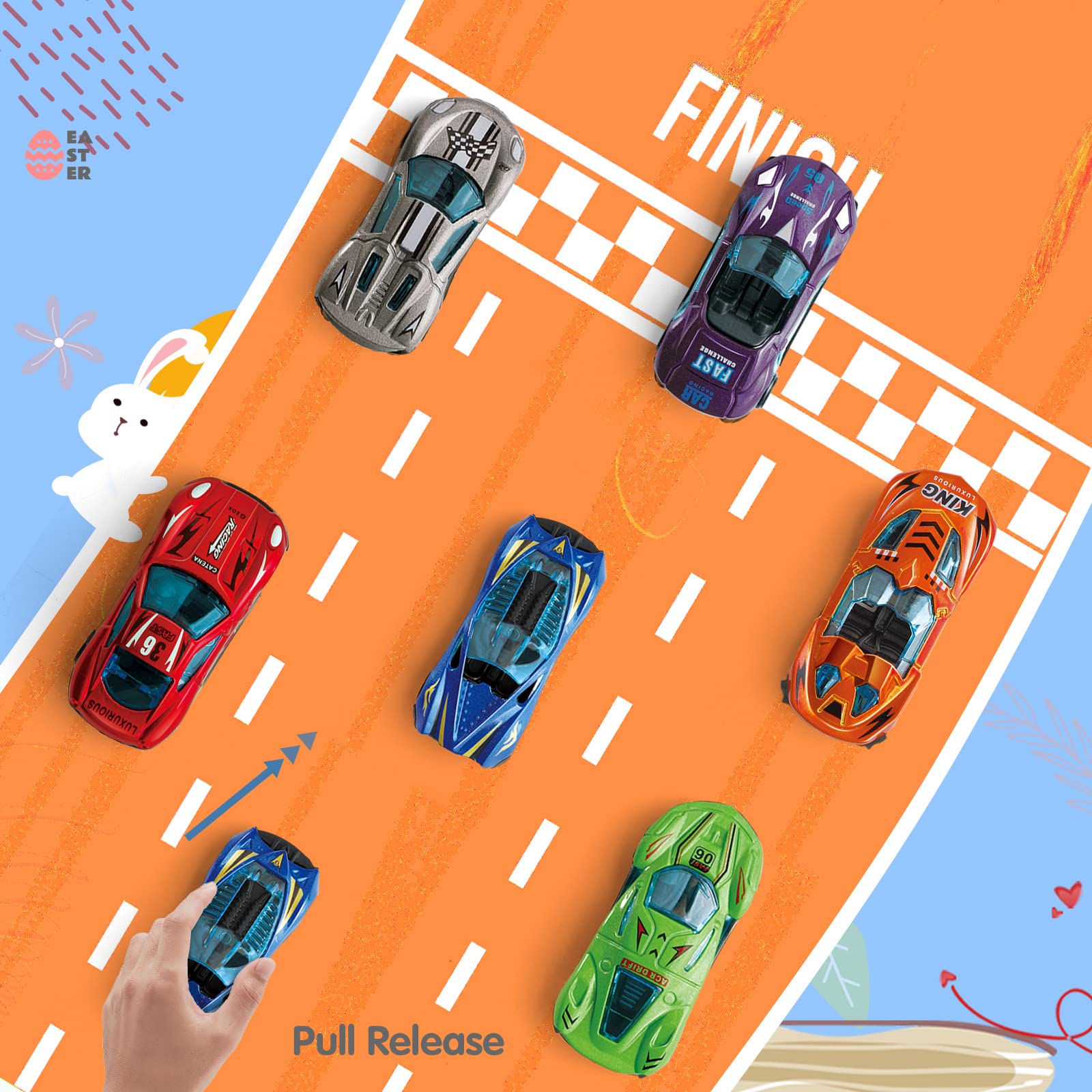 OCHIDO 12 Pack Easter Eggs Toys with Die-Cast Cars,Boy Easter Basket Stuffers for Kids,Easter Eggs Hunt,Prefilled Easter Eggs with Toys,Easter Party Supplies Bulk