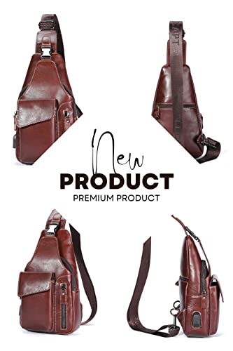 Sling Bag Small Purse Leather for Women Men Crossbody Bag Chest Bags Shoulder Backpack Cross Body Water Resistant