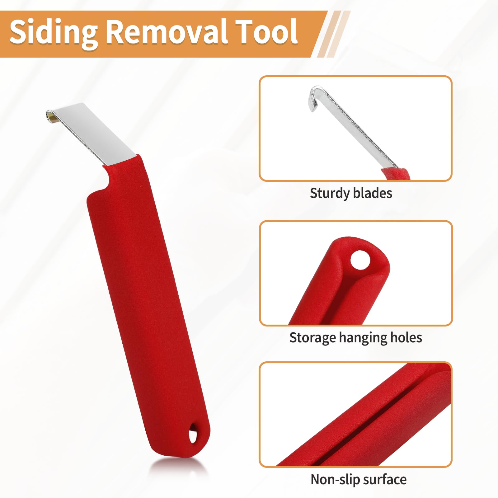 Vinyl Siding Removal Tool Fits for Reattach Siding Repair, Steel Blade Siding Zip Tool Extra Long Non-Slip Grip Handle(Red)