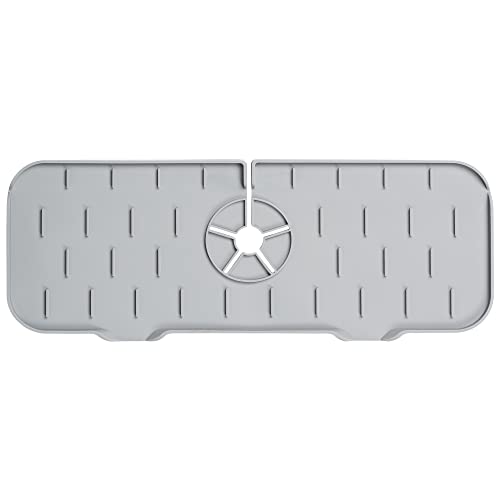 Phoenix Gemini Kitchen Sink Drip Catcher - Silicone Faucet Mat - Kitchen Sink Protectors - Kitchen Sink Splash Guard - (DCGrey)