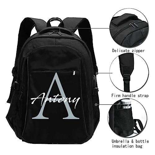Slocenk Custom Backpack Personalized Laptop Backpack for Women Men with Name Photo Customized Travel Computer Bookbag with USB Port