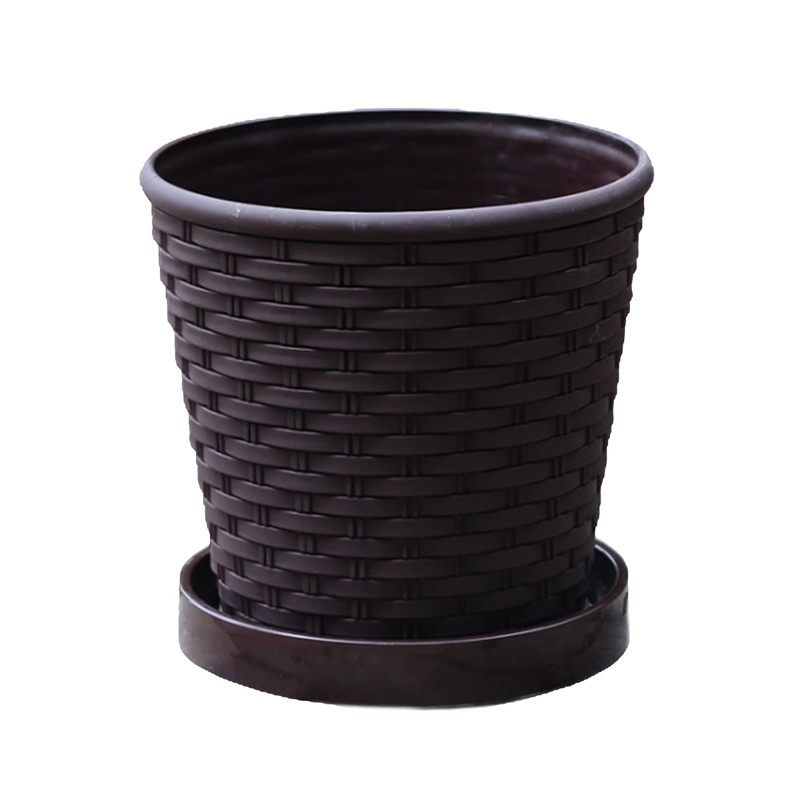 QLINDGK Bamboo Woven Plant Pot, Plastic Plant Pots with Drainage and Saucer Nursery Seedling Planter Garden Flower Pot Container for Indoor Outdoor Bonsai Plants