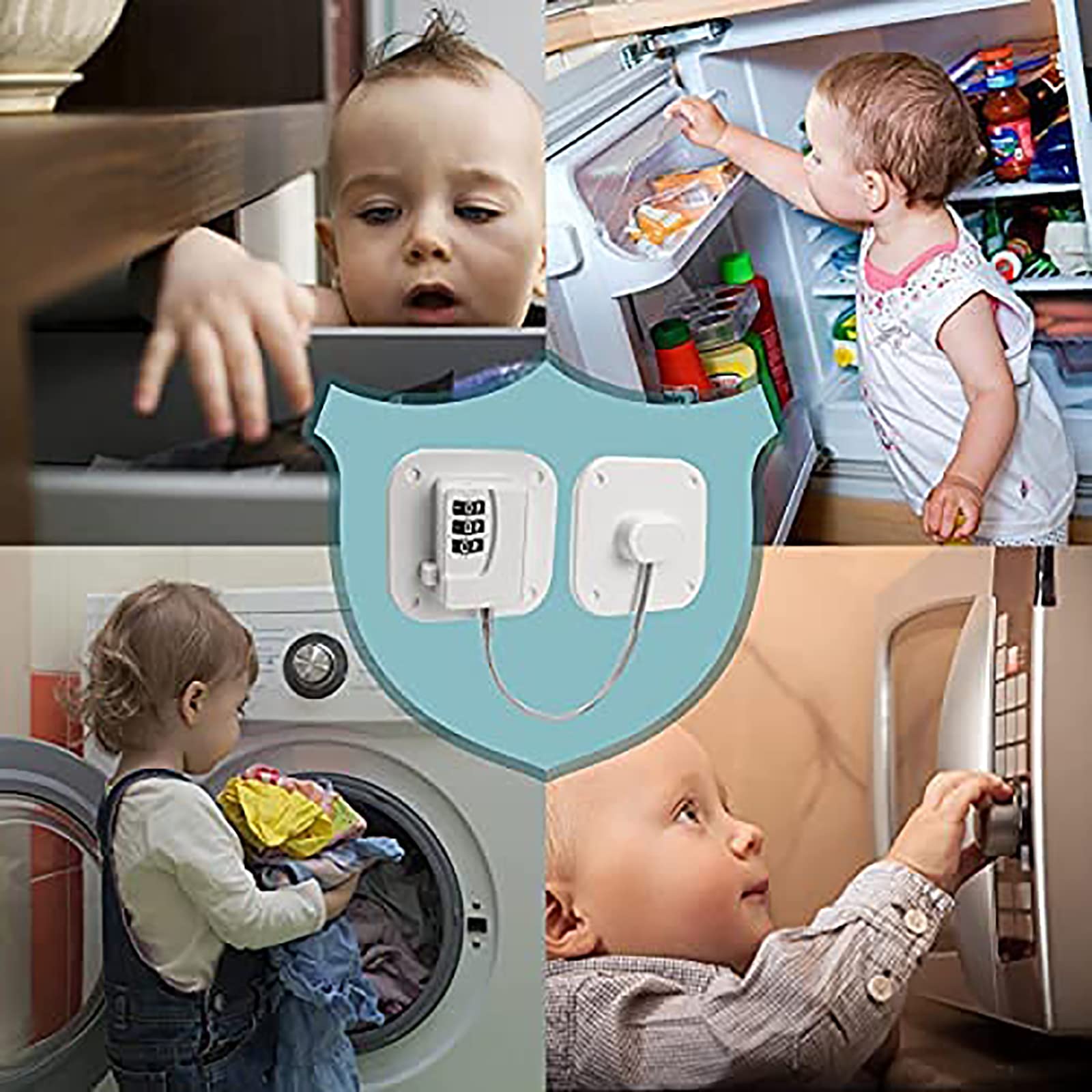 Refrigerator Locks, Child Locks for cabinets, Combination Locks Sticky Pantry Suitable for Children Adults Drawers freezers Windows Closets, etc. as Required (Pack of 2)