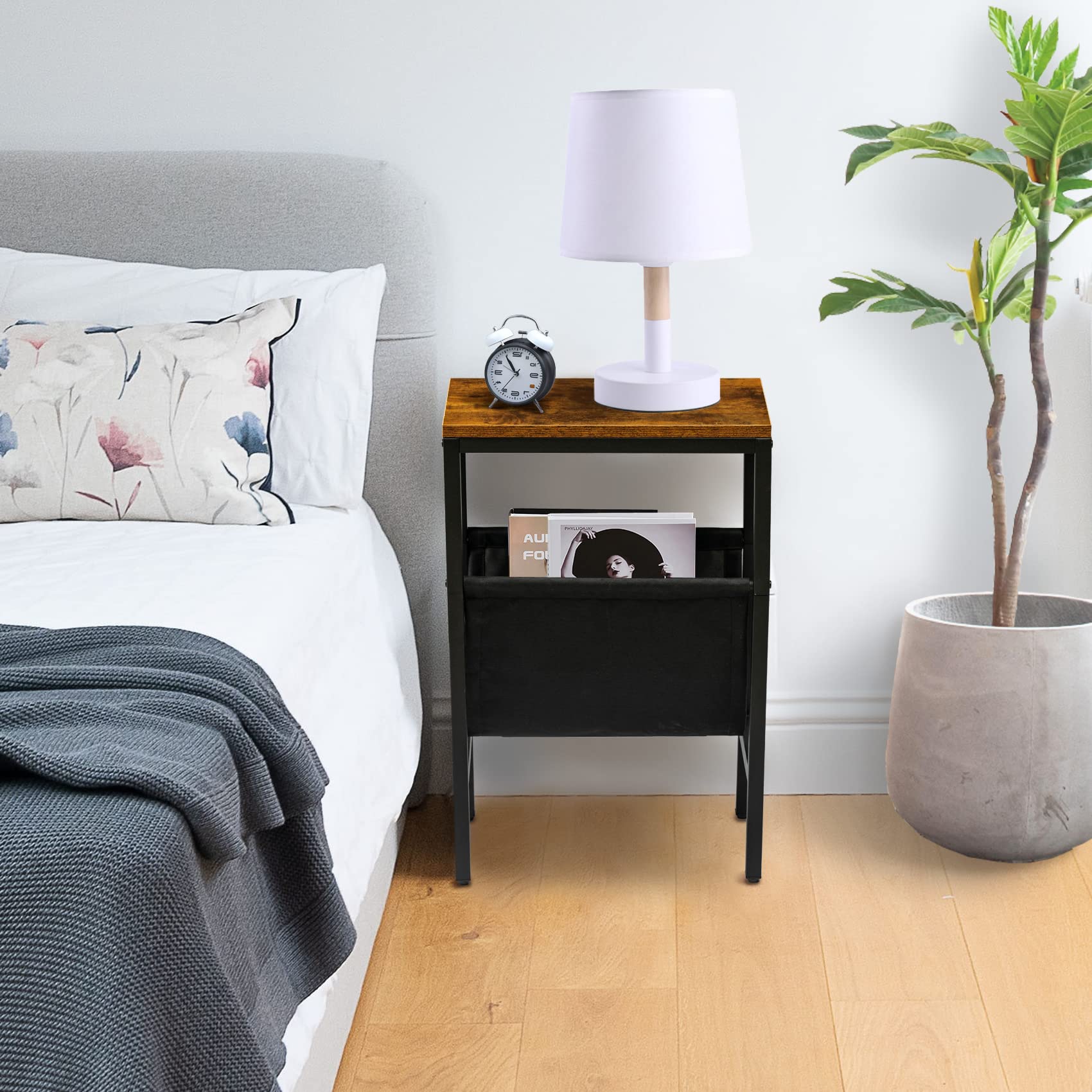 Small End Tables for Small Spaces â Small Side Table Living Room â Industrial Small Nightstand Bedroom âNarrow End Table â Slim Skinny Bedside Table â Little Thin Accent Table Tiny Drink Table