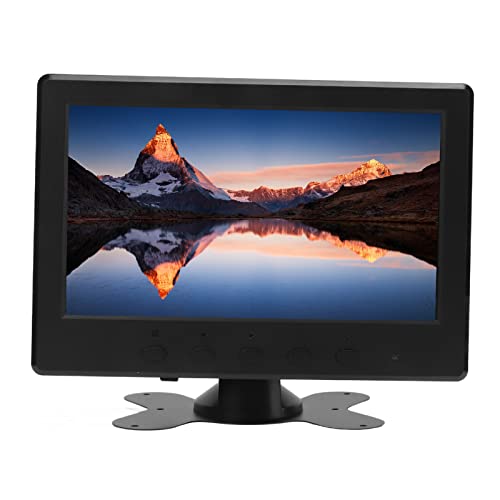 PUSOKEI 7 Inch Small Monitor,Mini Monitor TFT LED Screen Support VGA HD Multimedia AV BNC USB DC Input,Portable Car Home HD Display with Speaker Remote Control