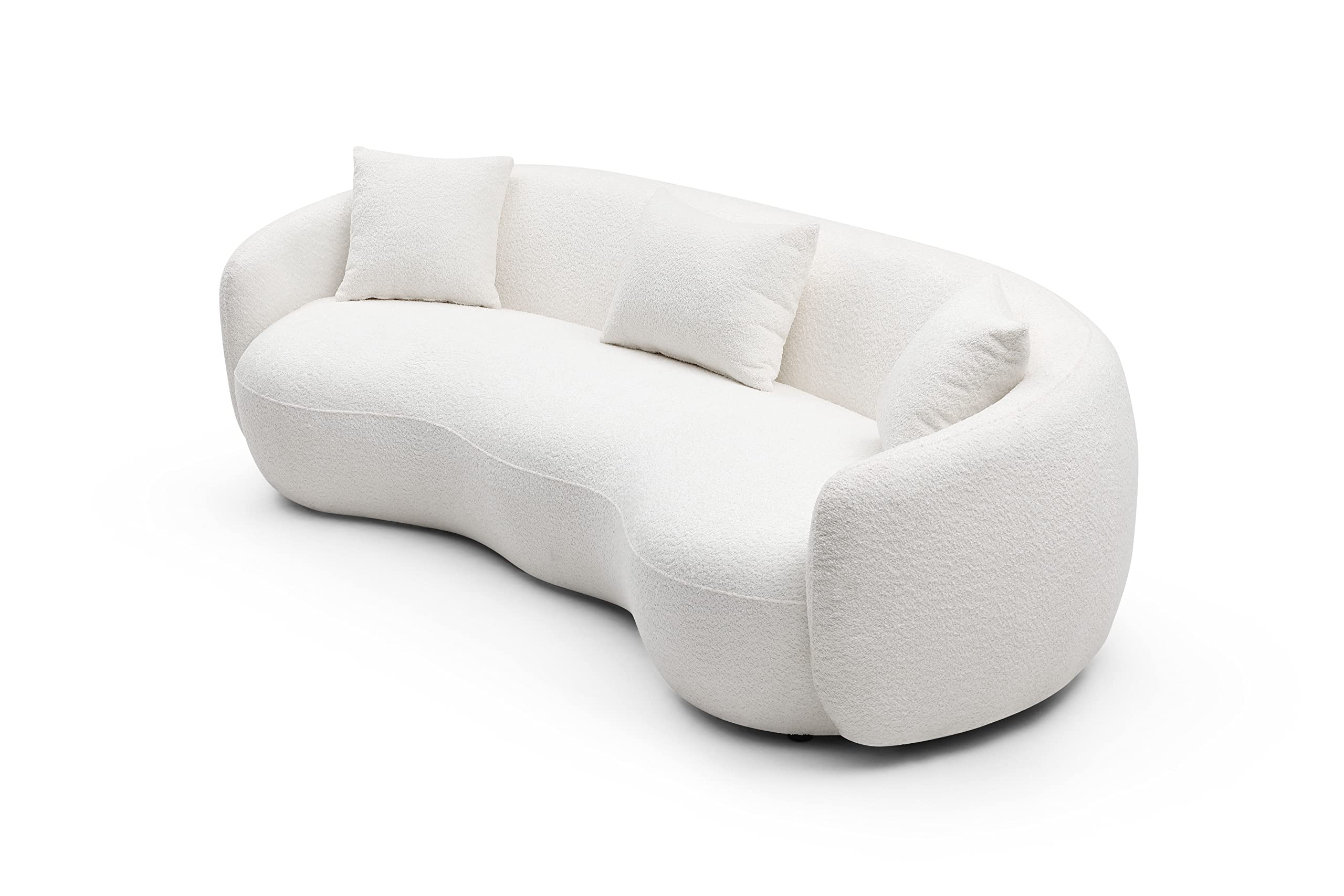 SSC SATISUNCASA 93.6'' Modern Boucle Curved Sofa for Living Room, Luxury Modern Comfy Curved Couch for Apartment, Reception Place, 4 Seater (White Boucle + 93.6" w)