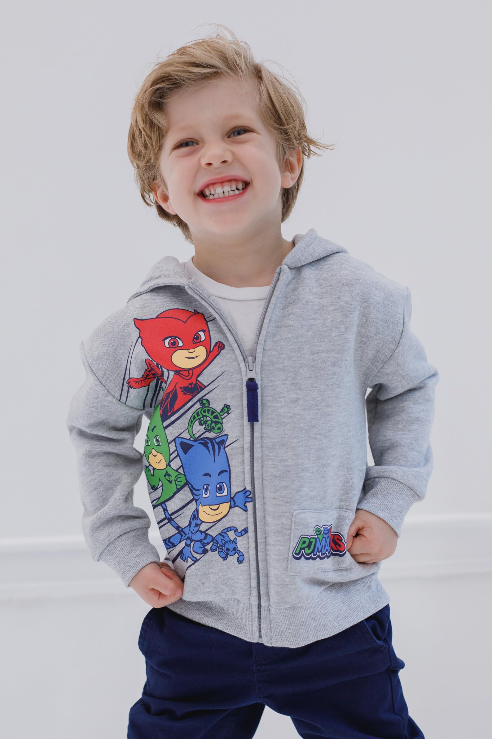 PJ Masks Catboy Owlette Gekko Little Boys Fleece Zip Up Hoodie Gray 7-8