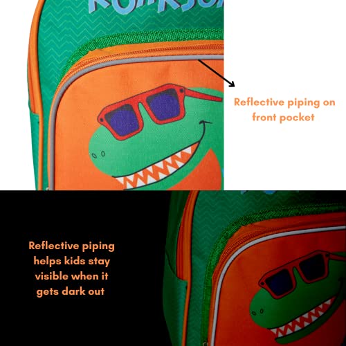 RALME Dinosaur Mini Backpack Set with Water Bottle and Insulated Lunch Pocket for Kids & Toddlers - 12 Inch, Green