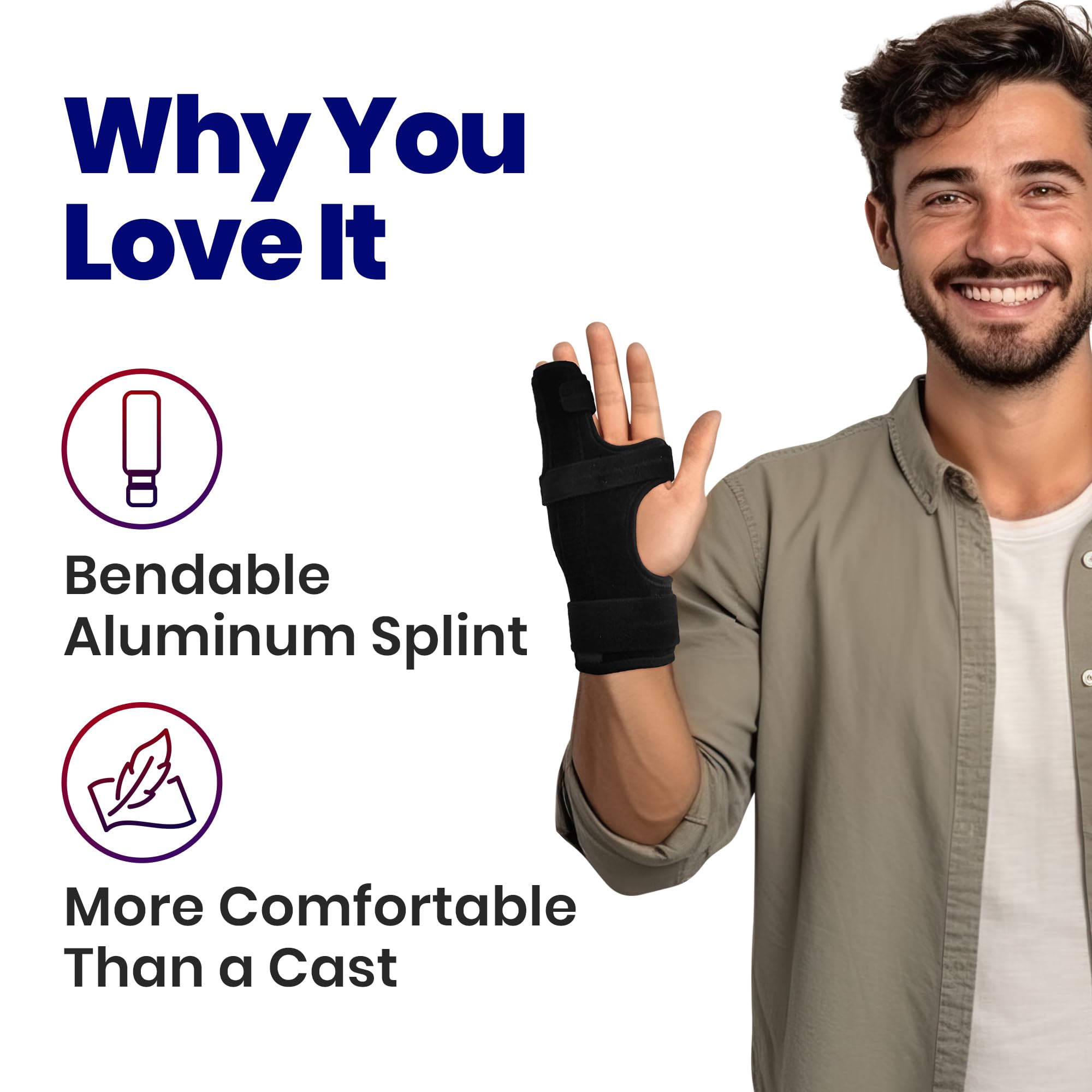 Metacarpal Finger Splint Hand Brace – Pinky Finger Splint For Boxer Fractures, Broken Ring, Little Finger Cast, Trigger Finger Immobilizer Straightener, Ulnar Gutter Splint Support Right - Small/Med