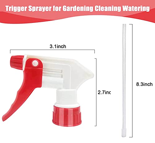 Plastic Spray Bottle Nozzle Heavy Duty Spraying Bottle Replacement Part Leak Proof Mist Water Bottle Spray Nozzle for Chemical Cleaning Solutions All-Purpose Adjustable Head Sprayer 4PCS (Red)