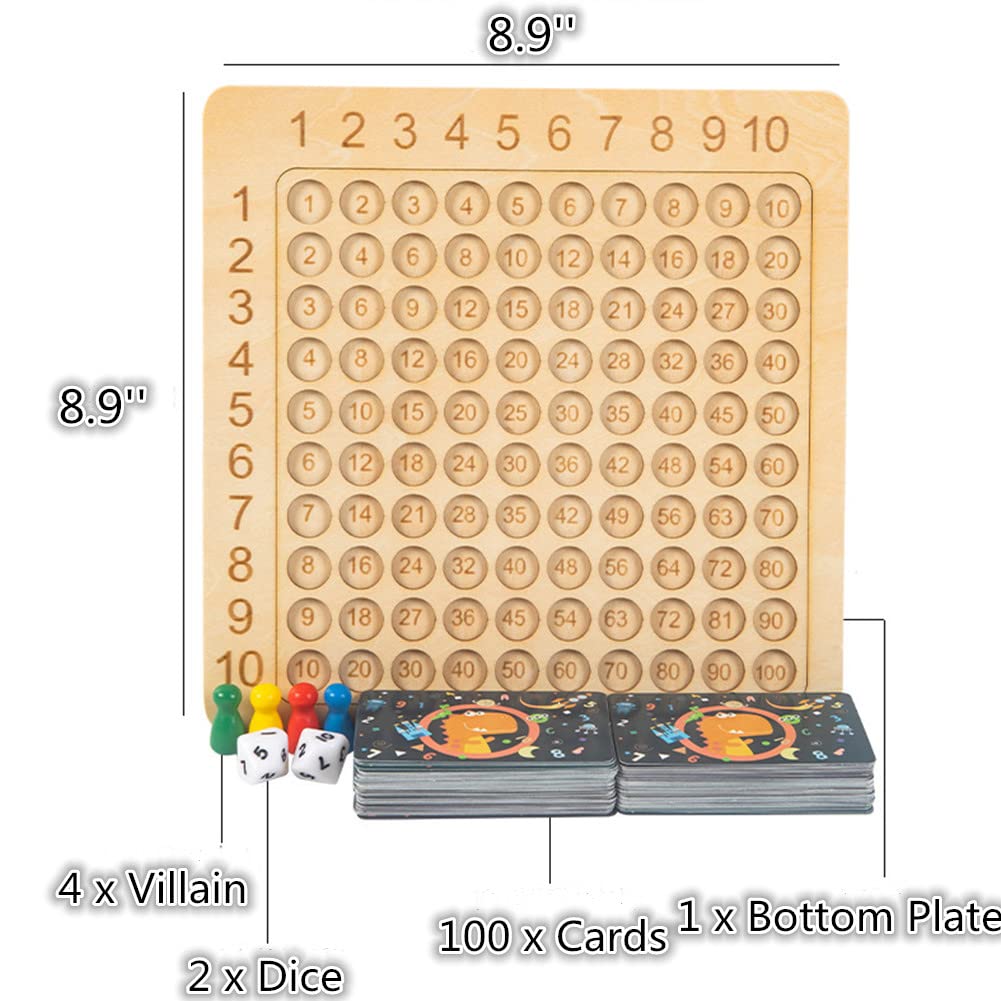 Multiplication Board Game Montessori Counting Toy Educational Math Table Board Game for Toddlers Kids Over 5 Years Old (Multiplication Board)β¦