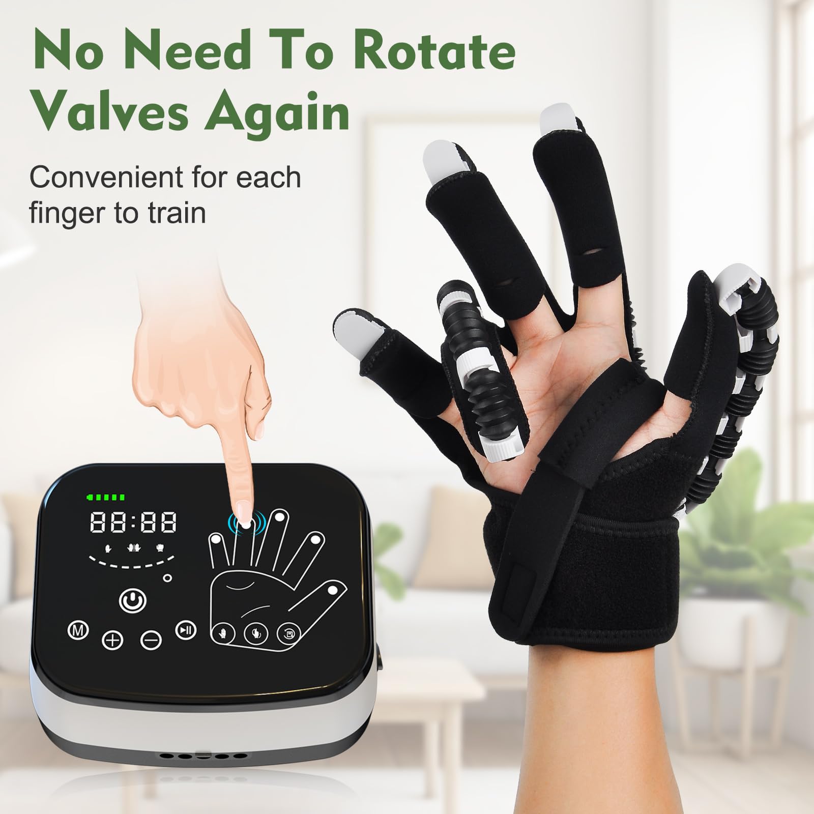 Relassy Rehabilitation Equipment, Rehabilitation Robot Gloves With Strength Adjustment With Stree Workout Modes