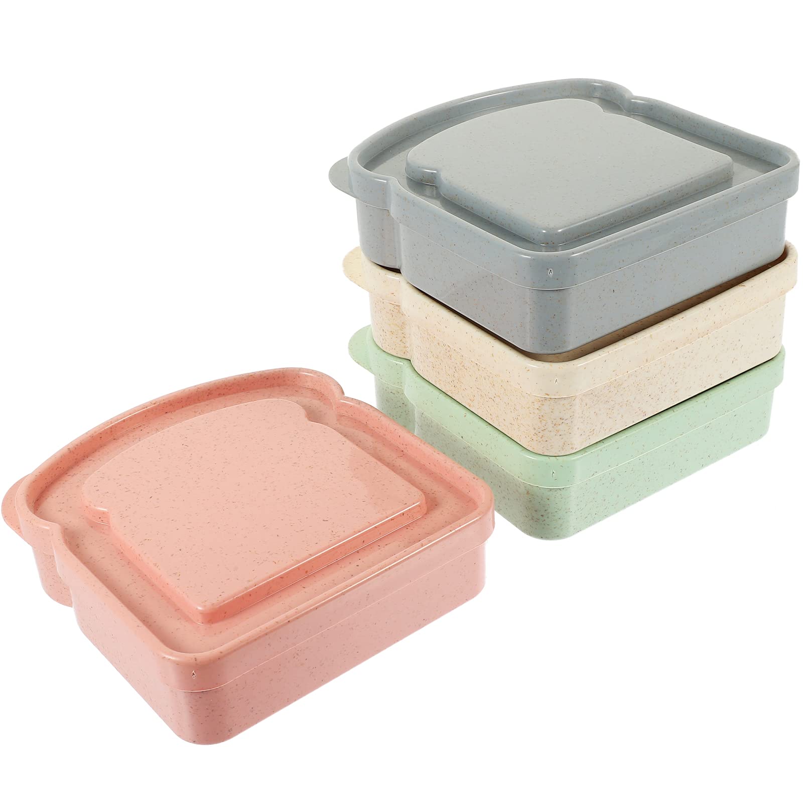 Kichvoe Sandwich Containers, Bread Storage Box Toast Shape Sandwich Box Food Storage Container Lunch Box, 5.1 * 4.8 * 1.5'',4Packs