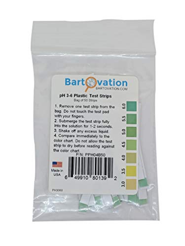 pH 3-6 Short Range Test Strips [Bag of 50 Strips] for Testing Sushi Rice, Salsa, and Kefir