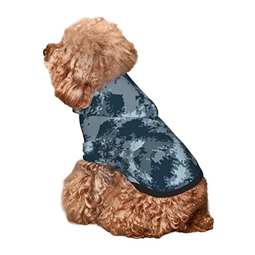 Small Pet Sweaters with Hat Navy-Blue-Camo-Spray Cat Puppy Hoodie Pet Hooded Coat Xx-Large