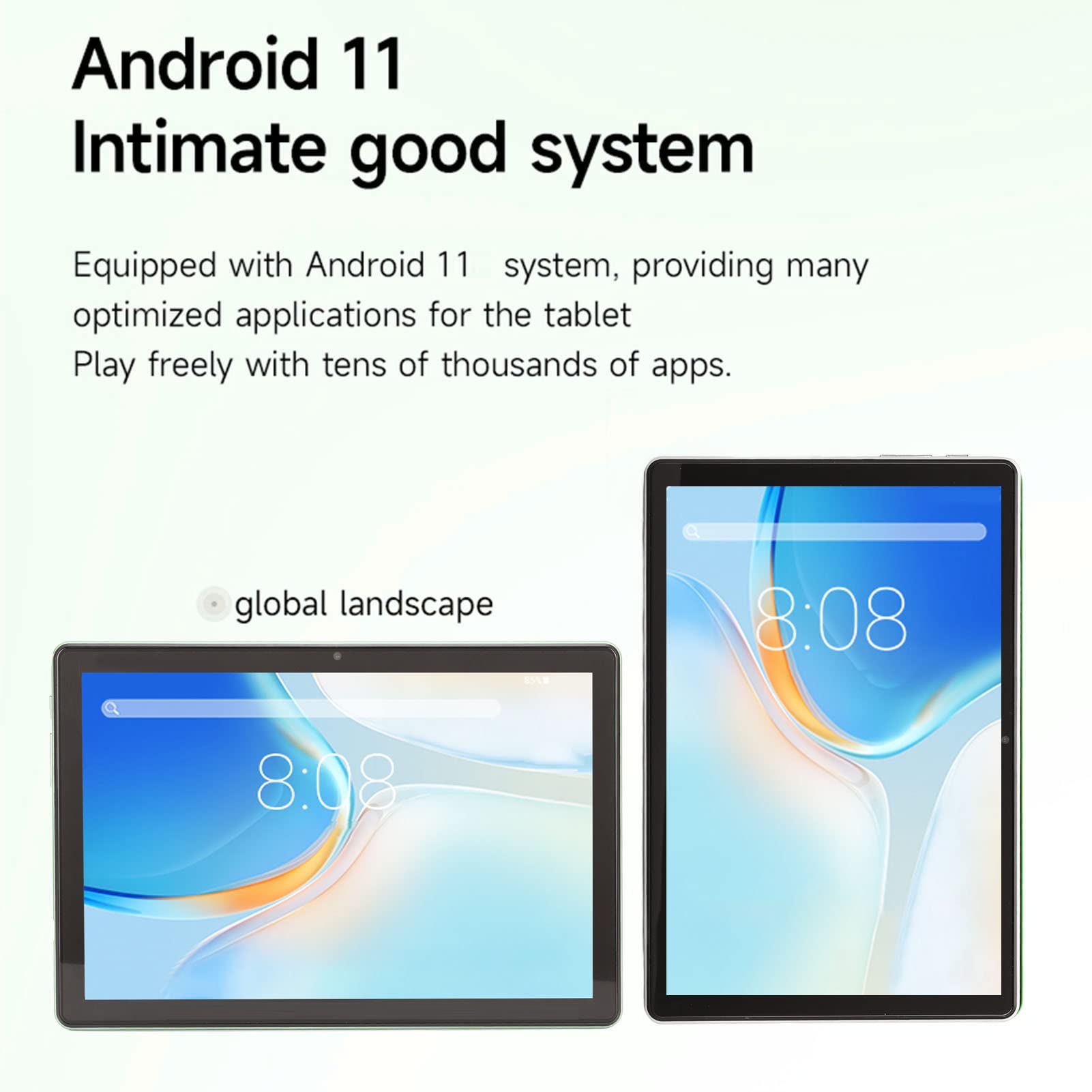 Qinlorgo 10in Tablet, Gaming Tablet 6GB RAM 256GB ROM Octa Core USB C Rechargeable for Business (Green), US Plug (Qinlorgox5s8nvm37i-11)