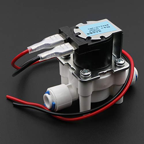 Pxyelec DC 24V 1/4 inch Inlet Feed Water Solenoid Valve Quick Connect Water Inlet Flow Switch and Wire, Quick Connect Water Purifiers Tube Fittings for RO Water Reverse Osmosis System