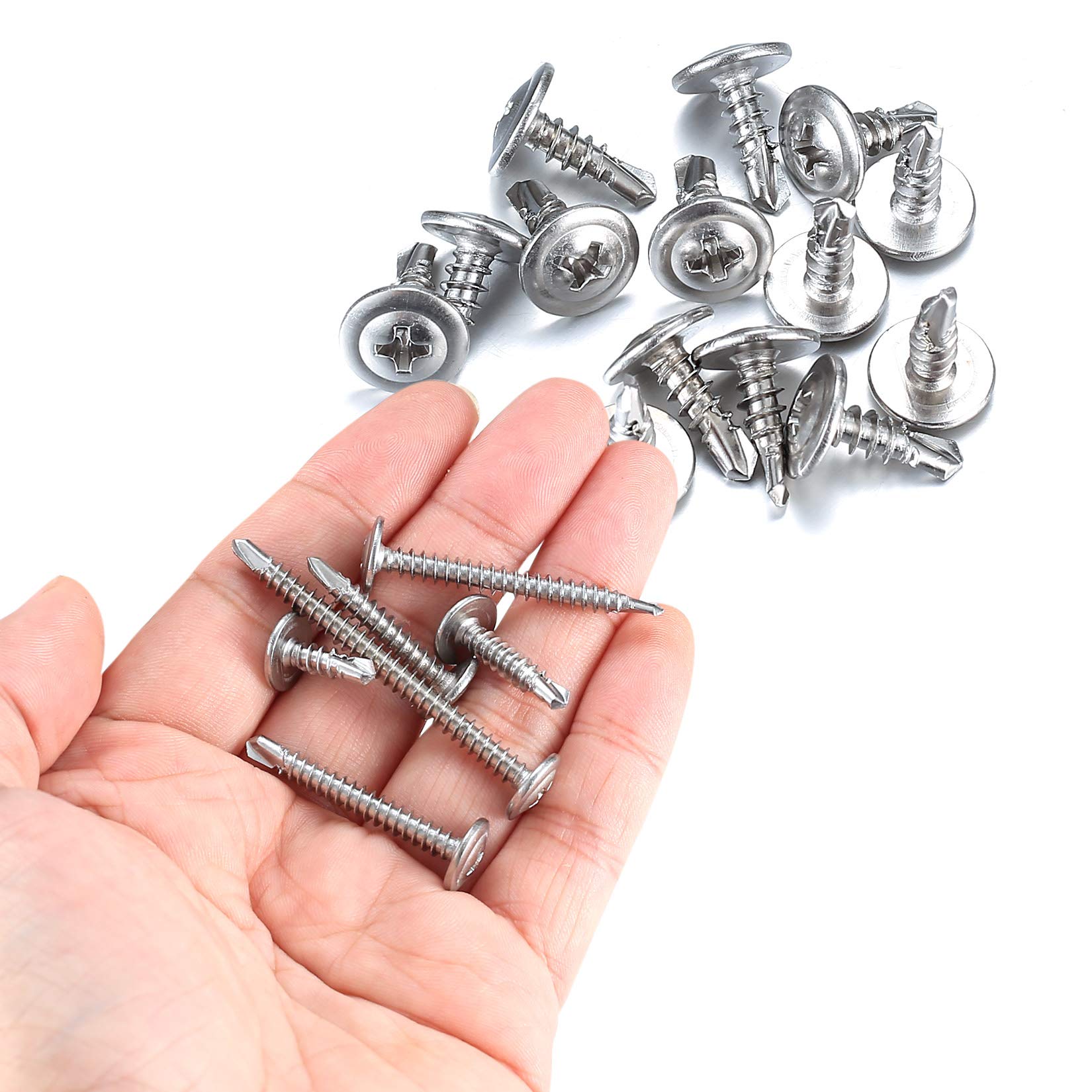 Self Tapping Screws for Sheet Metal, 210 Pcs Self Drilling Screws, Phillips Truss Head Self-Drilling Tek Screws Assortment Kit, Sheet Metal Screws - 1/2", 3/4", 1", 1-1/4", 1-1/2", 2"
