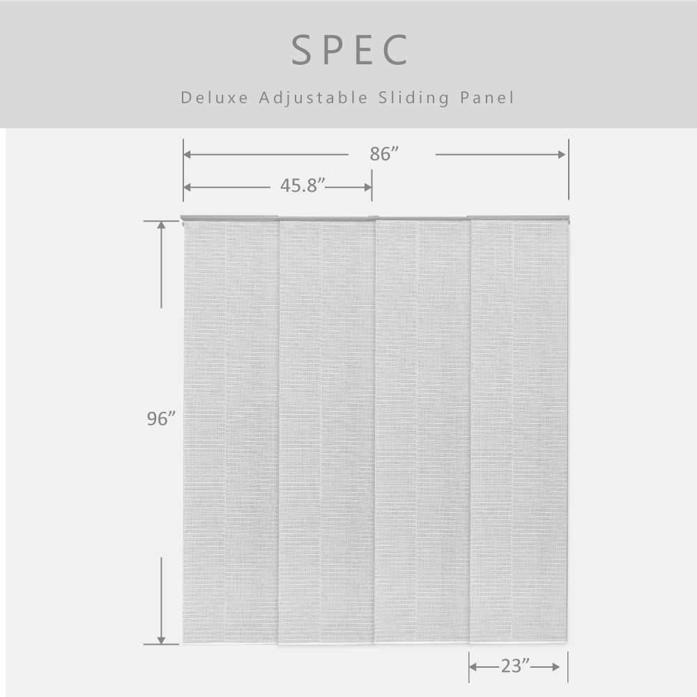 GoDear Design Adjustable Sliding Door Blinds 45.8"- 86" W x 96" H, Extendable Vertical Blinds for Patio Doors, Panel Track Blinds for Windows, Trimmable Fabric Glass Door Shades, Semi-Privacy, Zipper