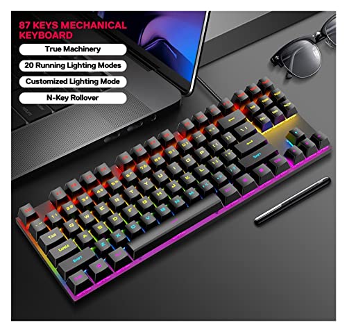 SELKUR Keyboards Mechanical Keyboard 87 Keys RGBusb Wired Gaming Keyboard Video Games