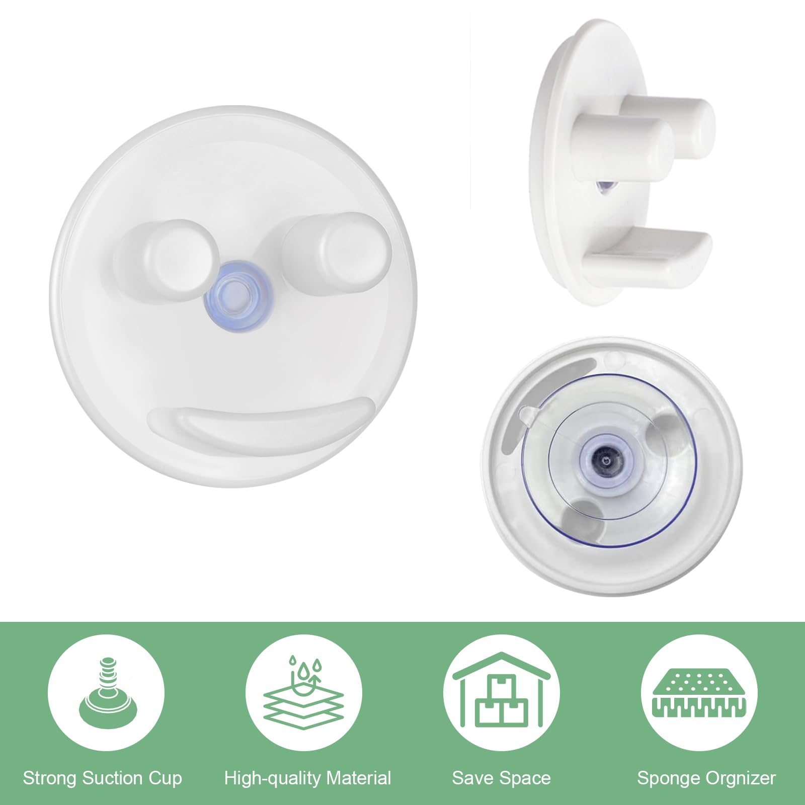 Sponge Holder, Sink Caddy for Scrub Sponges, Kitchen/Bathroom Sink Sponge Storage with Suction Cup Installation,Holding Smiley Sponges,Self-Draining and Dishwasher Safe(Sponges Not Included),1pcs