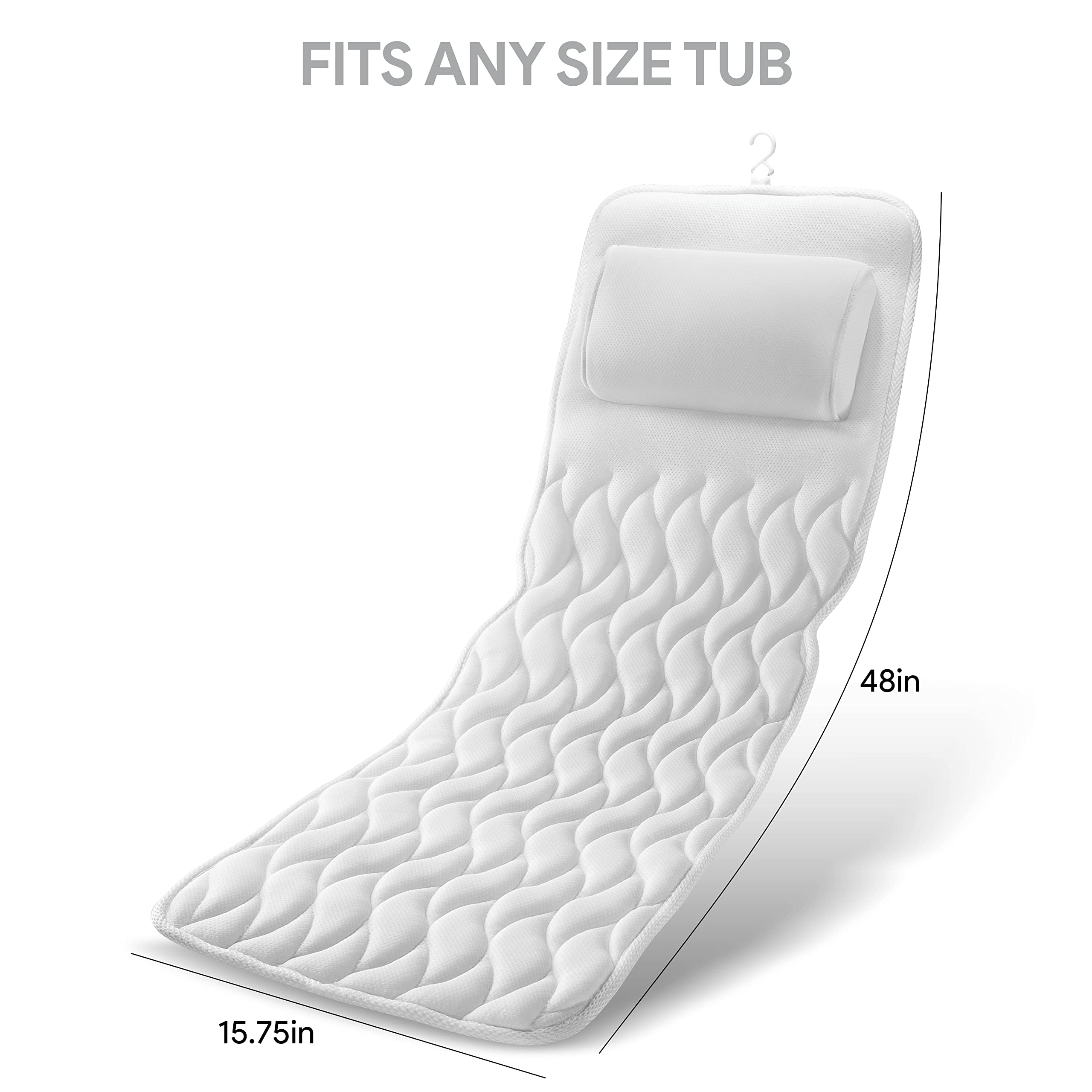 PEULEX Comfort Bath Pillow for Tub, Bath Pillow for Neck Back Support with Strong Suction Cups & Hook, Soft Bath Pillow for Luxury Bath, Hot Tub Bathtub Pillow Made with Soft Mesh, Great Gift for Wife