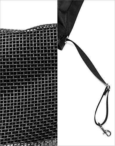 QWORK Hay Feed Bags for Horse, Large Capacity Corner Hay Bag, Reduces Waste, with Mesh Bottom and Snap Closure, for Horse Trailer Stalls, Black