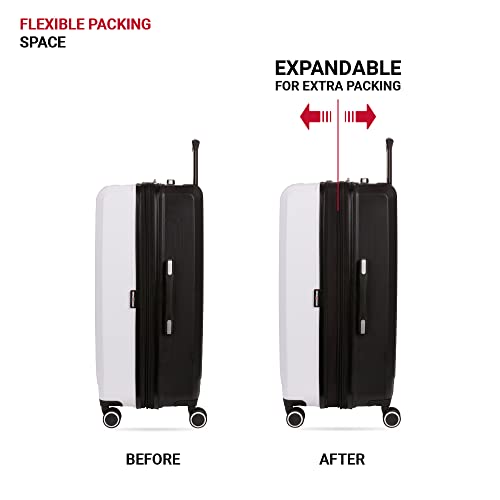 SwissGear 8028 Hardside Expandable Spinner Luggage, Black/White, Checked-Large 28-Inch