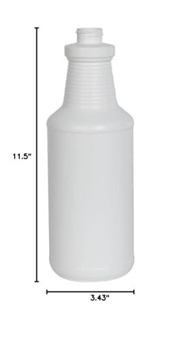 Plastic Spray Bottles for Cleaning, Empty and Reusable, 32 oz., White, HDPE bottles, Leak Proof, Cleaning Solutions, Water, Auto Detailing, or Bathroom and Kitchen, Commercial and Residential, 2 PACK.