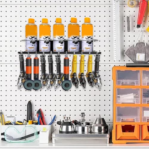 Wall Mounted Rack for Spray Can, Wall Mounted Storage Rack Spray Can Holder Rack, Heavy Duty Organizer Tool Steel 5 Holes Bottle Holder for Paint Can & Spray Can