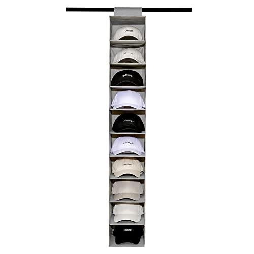 RAUYIVANY Hat Rack Closet Organizer for Caps - 10 Hanging Hat Organizers - Easy Hat Holder and Baseball Cap Organizer - Hat Organizer to Protect Your Hat