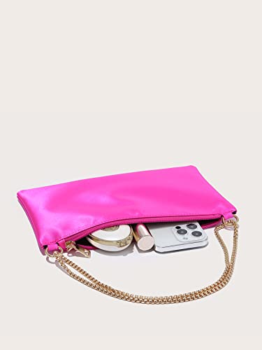 Verdusa Women's Satin Evening Handbag Shoulder Bag Purse Hot Pink one-size