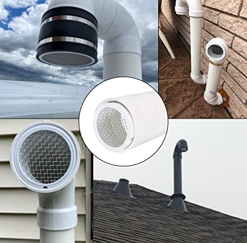 Raven R1508 Termination Cap Vent Cover Mesh Screen, Round Furnace PVC Pipe Stainless Steel Roof Vent Cap, Drain Screen 2" Inner & 2-3/8" Outer Diameter