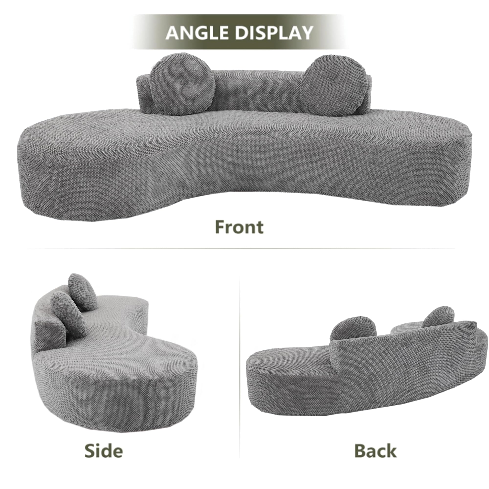 VnndeNest 105" Curved Sofa,Modern Half Moon Sectional Sofa, Comfy Point-Shaped Corduroy Upholstered Modular Sofa with 2 Pillows, 4 Seater Cloud Couch for Living Room,Apartment, Free Installation,Beige