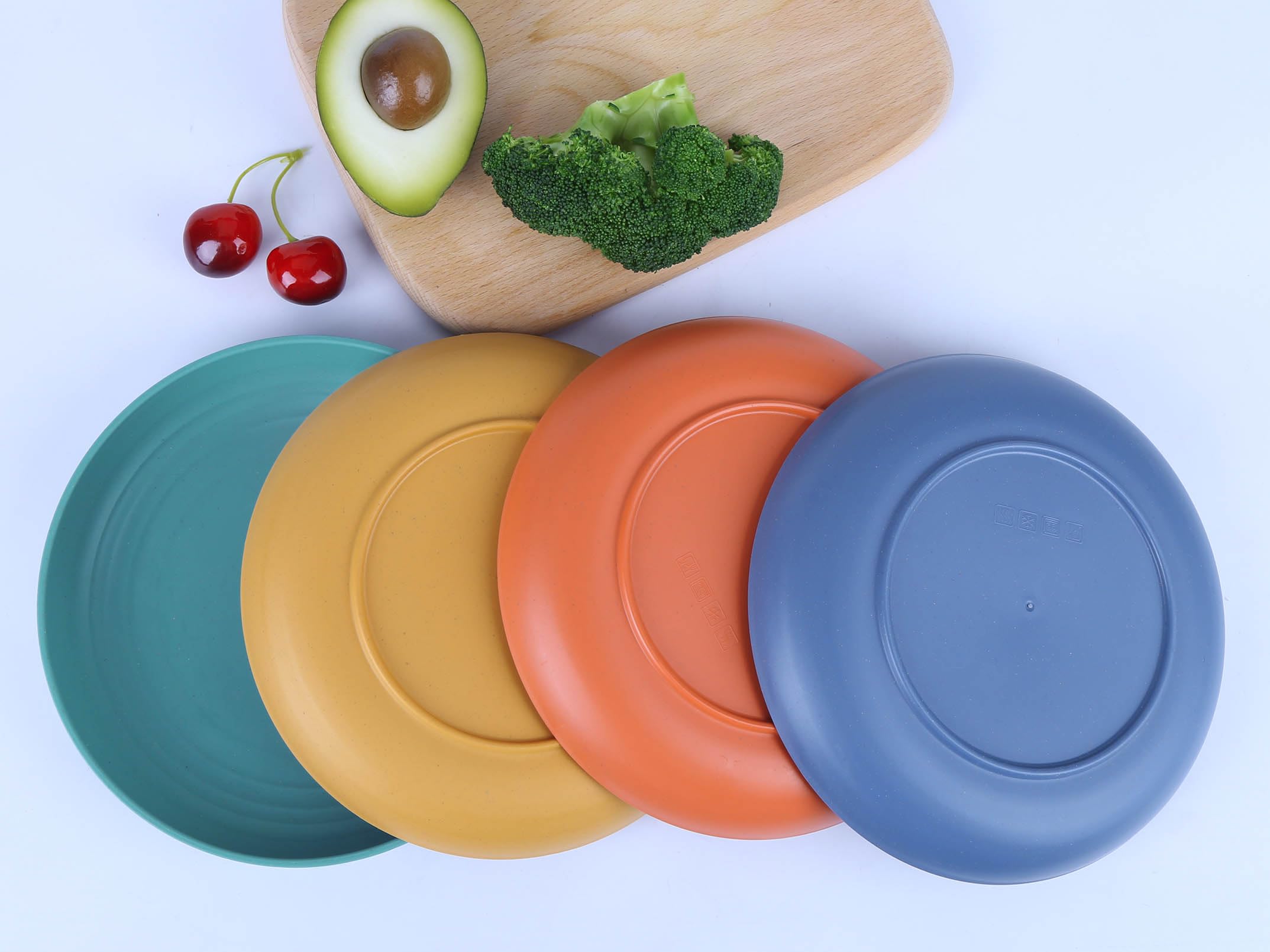 LuckyZone 7.8 Inches Unbreakable Wheat Straw Plates - Lightweight & Reusable Plate Sets of 4 for Kitchen Dishes - Dishwasher & Microwave Safe - Healthy, BPA Free & Eco-Friendly (4 Color)