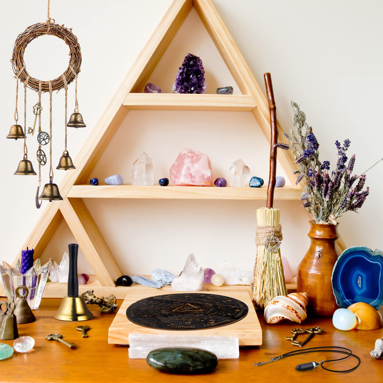 Witchcraft Supplies Witch Stuff Spell Kit 60PCS, Wiccan Supplies and Tools, Include Herb Crystal Candle Amethyst Altar Bowl Witch Bell, Witch Gift Wiccan Starter Kit Altar Supplies Pagan Decor