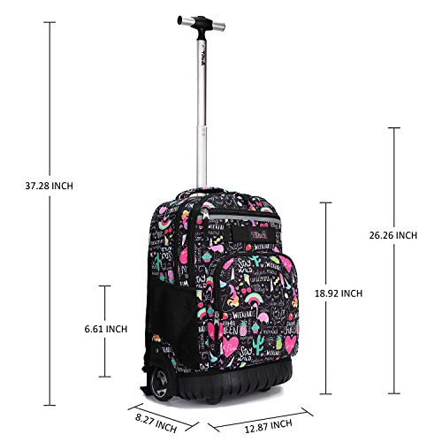 Tilami Rolling Backpack 19 inch with Lunch Bag Wheeled Laptop Backpack, Ins