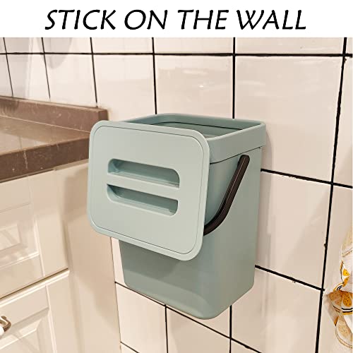 StoneSpace Compost Bin Indoor Kitchen Sealed, Mountable Compost Bucket, Hanging Food Waste Bin for Kitchen,1.3 Gallon/ 5L Blue